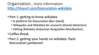 Wikidata workshop for ISB Biocuration 2016 | PPT