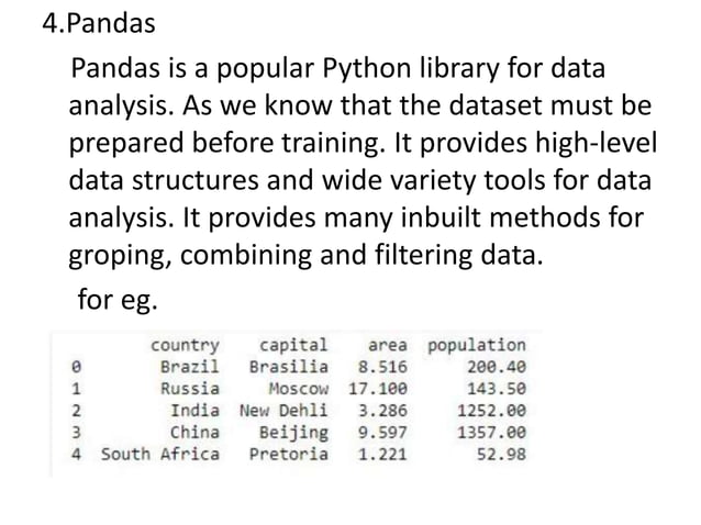 Machine learning libraries with python | PPTX