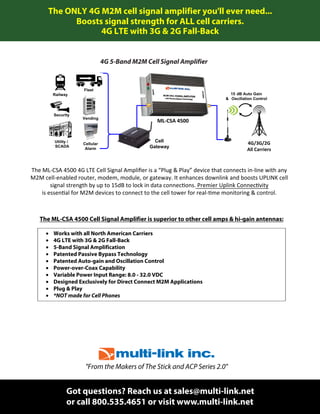 ML-CSA 4500 Cell Signal Booster Data Sheet | PDF