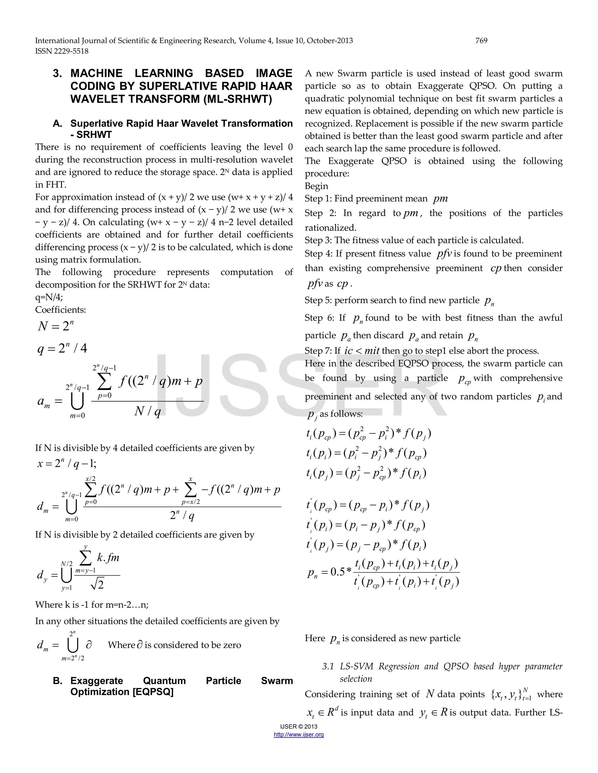 Ml Srhwt Machine Learning Based Superlative Rapid Haar Wavelet