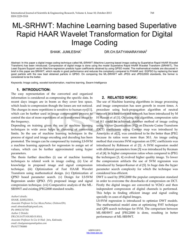 Ml srhwt-machine-learning-based-superlative-rapid-haar-wavelet-transformation-for-digital-image ...