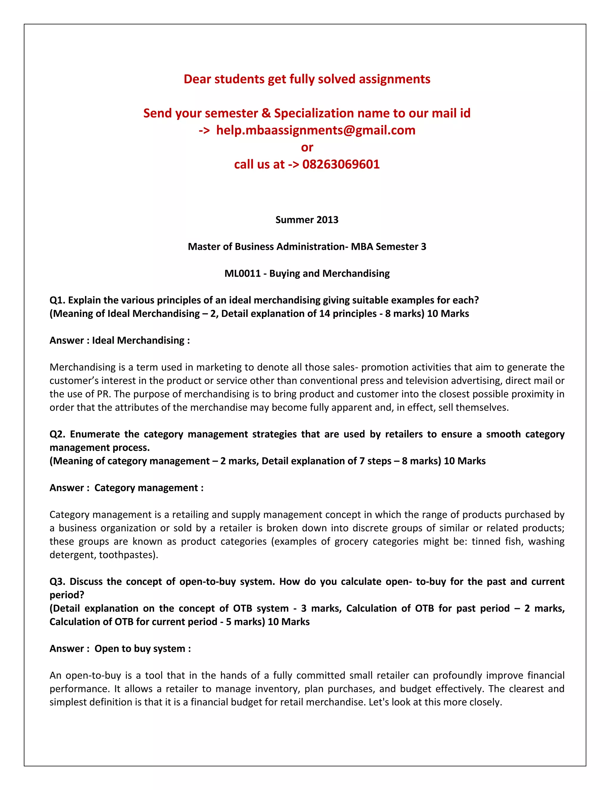 Ml0011 buying and merchandising | DOCX