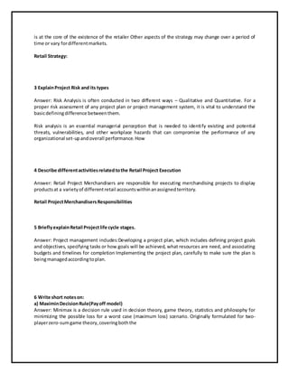 Ml0018 project management in retail | DOCX | Business | Business and ...