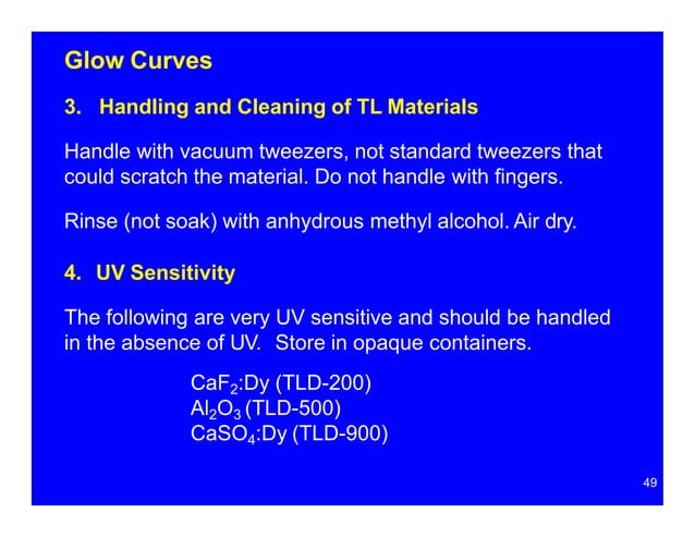 Thermoluminiscent Dosimetry-Principle, Charateristics, and Applications ...