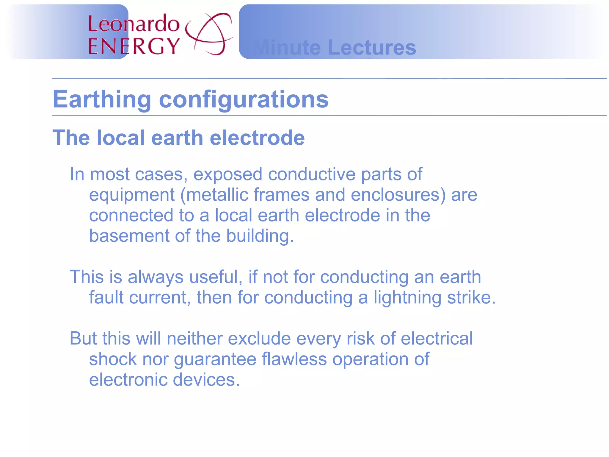 Minute Lecture - Earthing Configurations | PPT