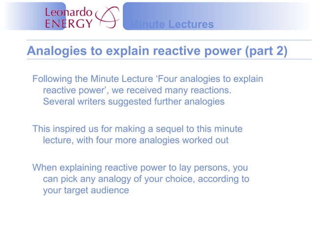 Explaining reactive power - 4 further analogies | PPT