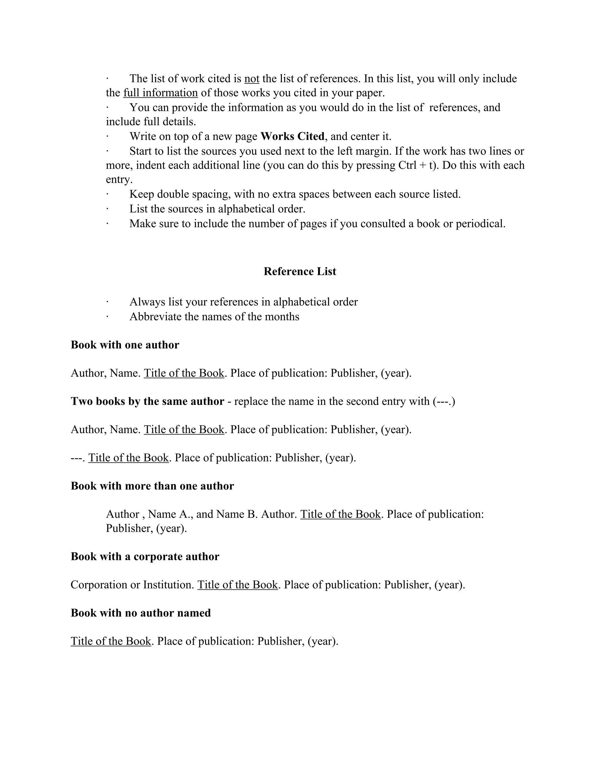 Mla Style Guide: Pamphlets : MLA Works Cited Page: Basic Format – JYZXLK