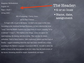 MLA Format and MLA Citations | KEY