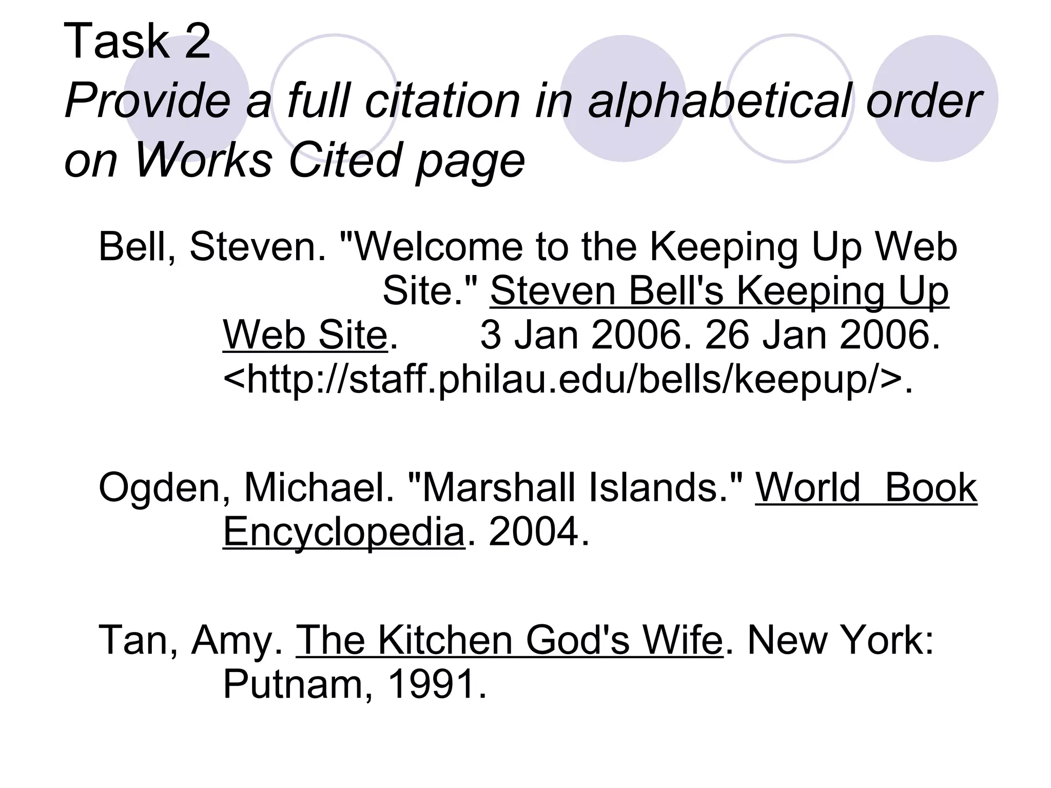 MLA Book Citations Only | PPT