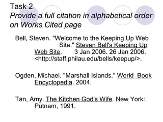 MLA Book Citations Only | PPT