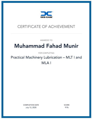 MACHINERY LUBRICATION ANALYST - MLA 1 | PDF