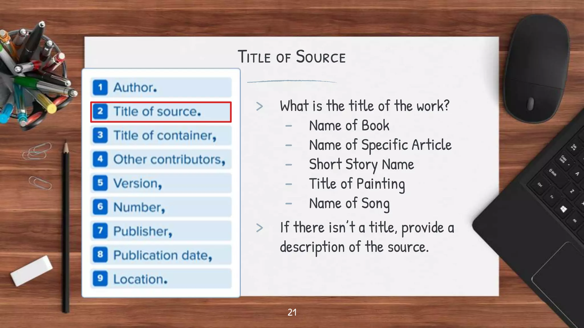 MLA Format 9th Edition - The Basics | PPTX