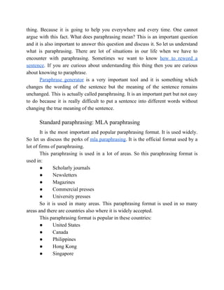 MLA And APA Paraphrasing | PDF
