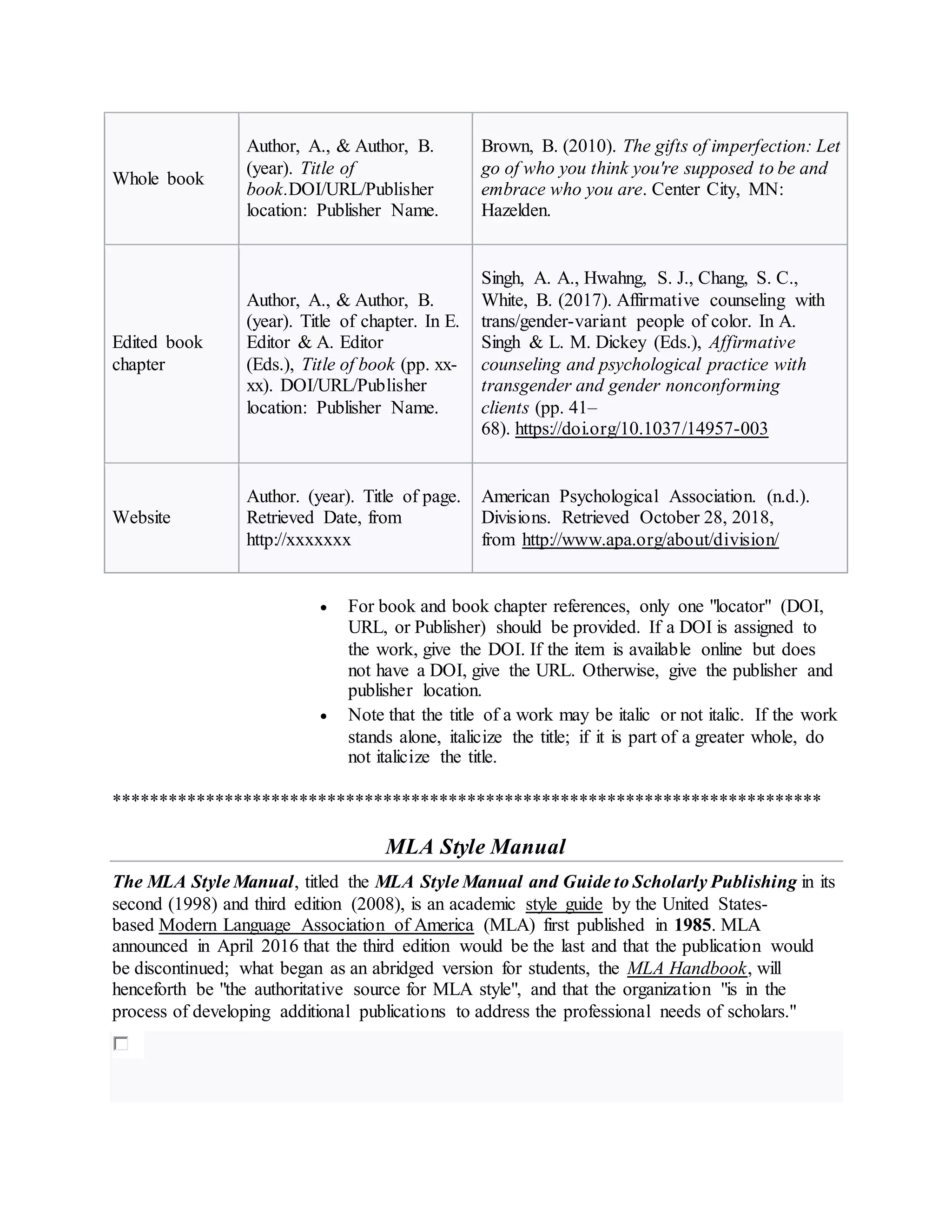 MLA & APA styles | PDF