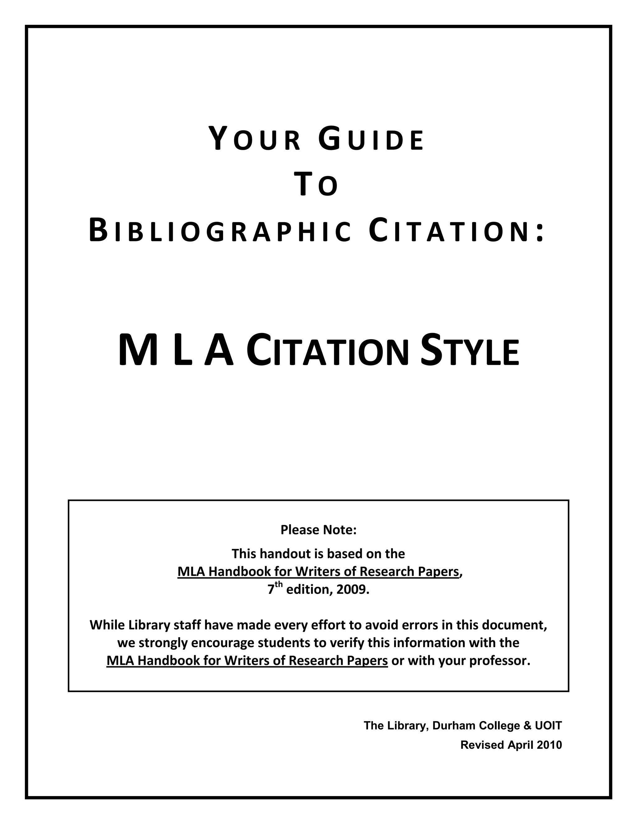 MLA Style Citation Guide | PDF