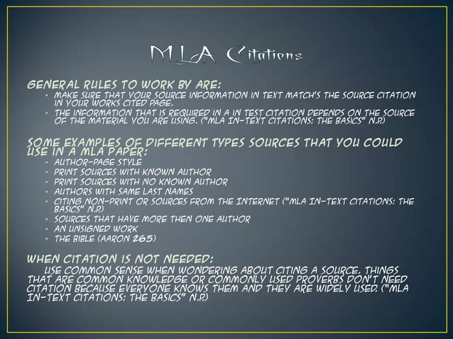 MLA citation | PPTX
