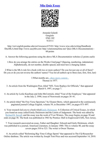 Mla Citation Essay | PDF | Educational Assessment | Education