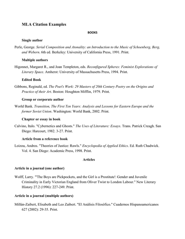 MLA citation examples | PDF