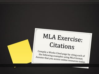 MLA Citation Exercise | PPT