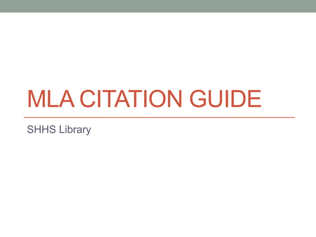 Mla citation guide | PPT