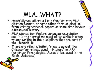 Mla Citations for ENG 101 | PPT