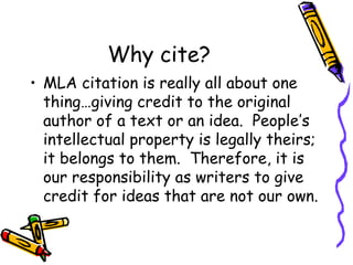 MLA Citation - ENG 102 | PPT | Homework and Study | Education