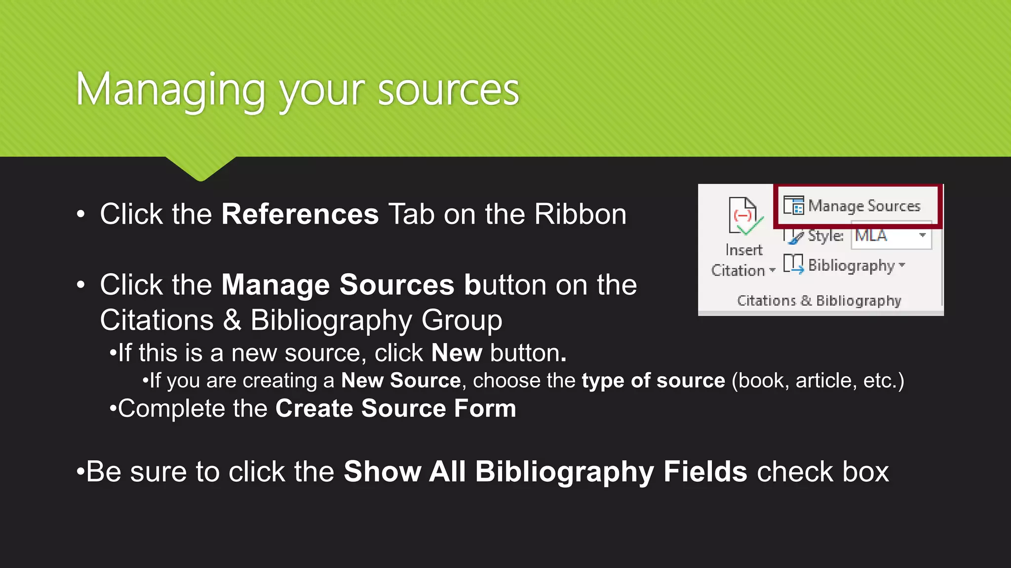 Setting up the references within Microsoft Word | PPTX