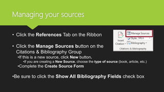 Setting up the references within Microsoft Word | PPTX