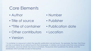 MLAcitations overview | PPT