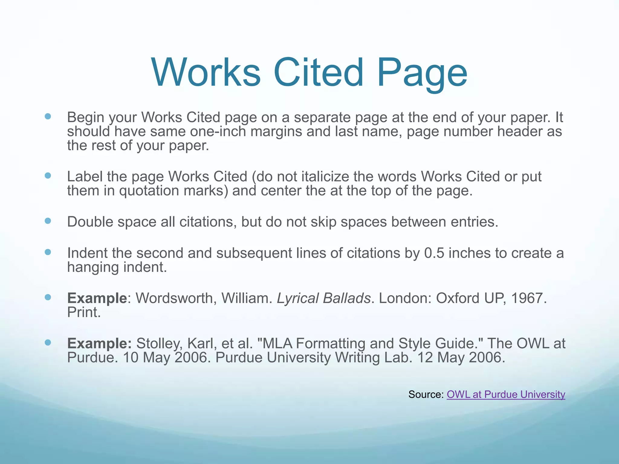 Mla citation style | PPTX | Books and Literature