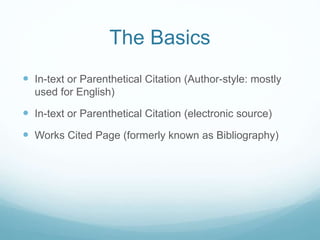 Mla citation style | PPTX | Books and Literature