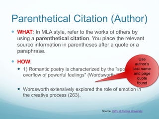 Mla citation style | PPTX | Books and Literature