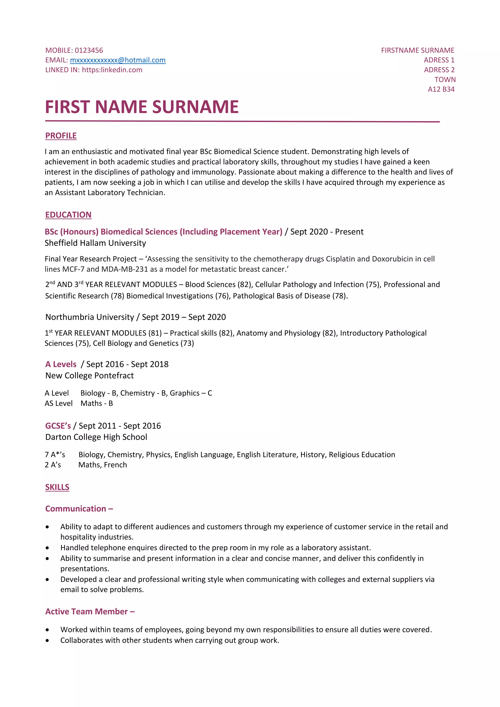 MLA CV Censored | DOCX | Professional School | Postgraduate Education