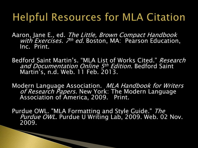 MLA Documentation | PPT
