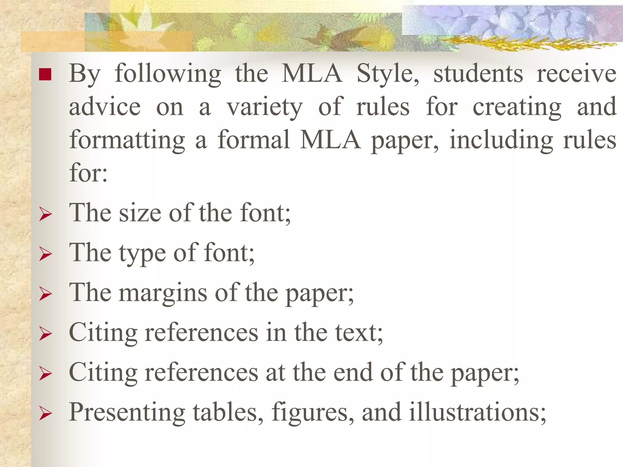 MLA documentation | PPT