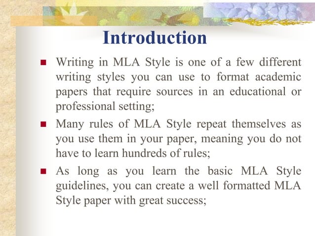 MLA documentation | PPT