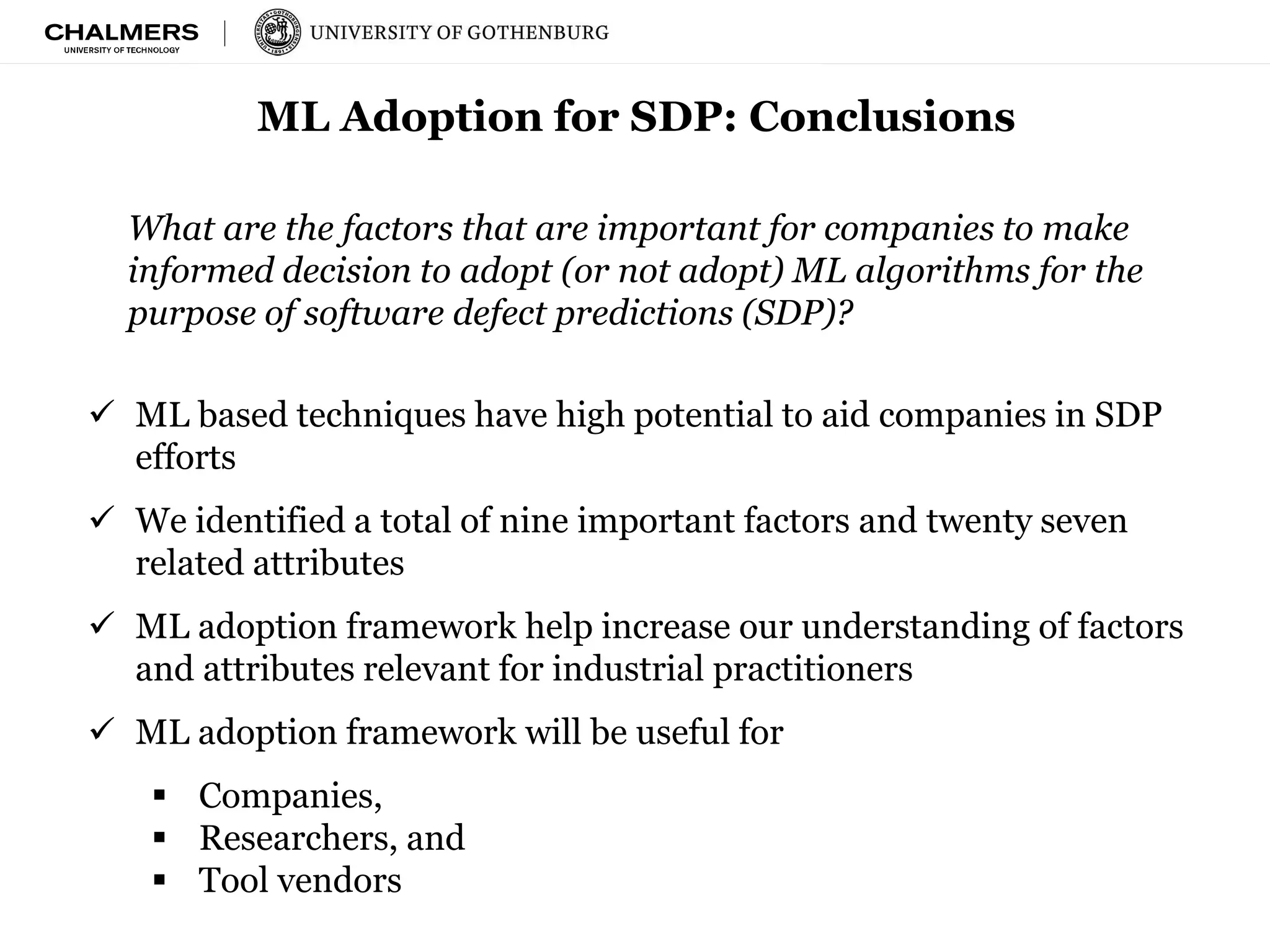 The adoption of machine learning techniques for software defect ...