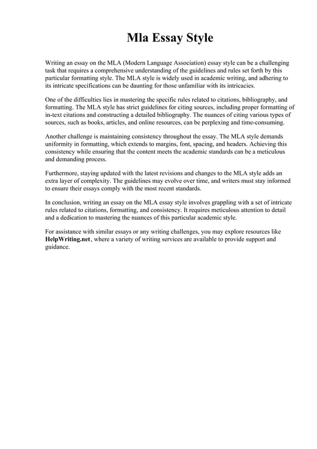 Mla Essay Style. Arizona Western College | PDF