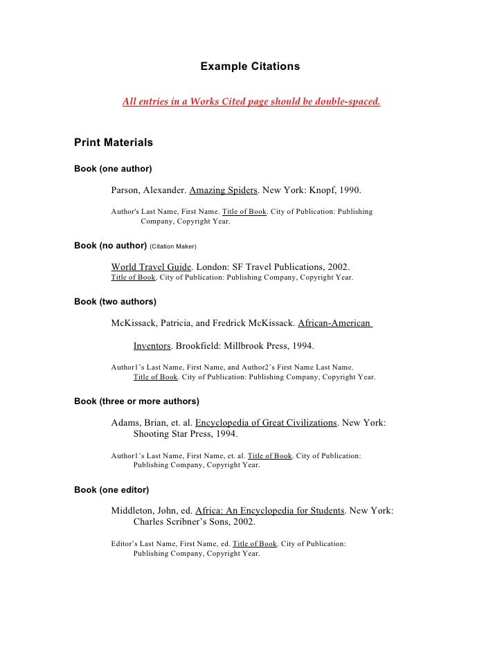 Mla example citations