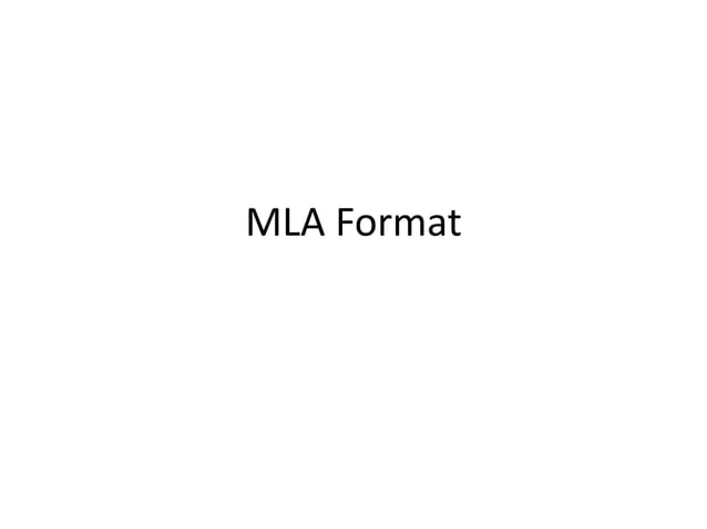 MLA Format | PPT
