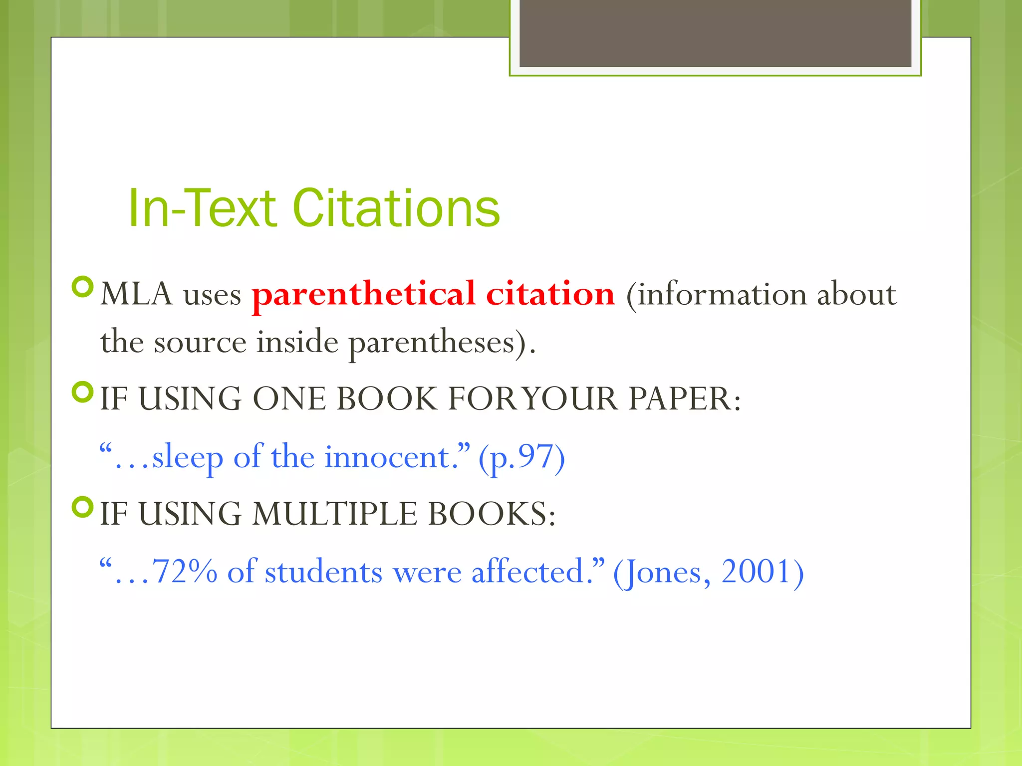 MLA format and citations - how to do it right. | PPT
