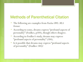 MLA format and citations - how to do it right. | PPT