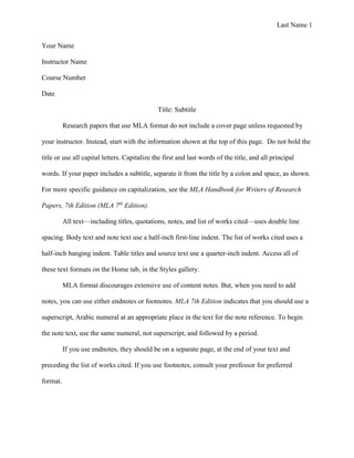 MLA Template | PDF