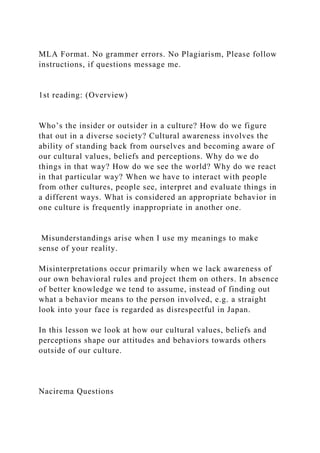 MLA Format. No grammer errors. No Plagiarism, Please follow instruct.docx