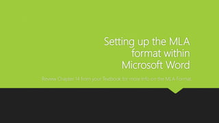 Setting up the MLA format within Word | PPT