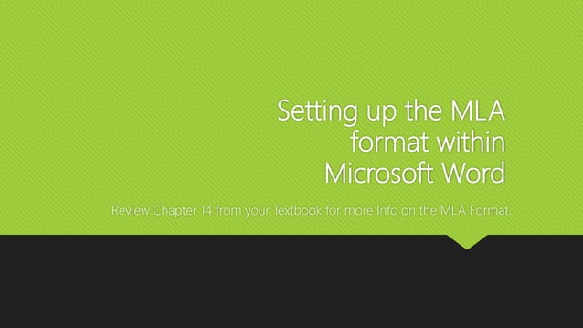 Setting up the MLA format within Word | PPT