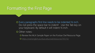 Setting up the MLA format within Word | PPT