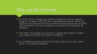 Setting up the MLA format within Word | PPT