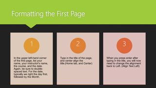 Setting up the MLA format within Word | PPT