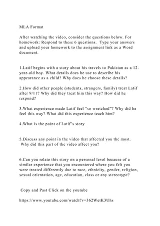 MLA FormatAfter watching the video, consider the questions below.docx